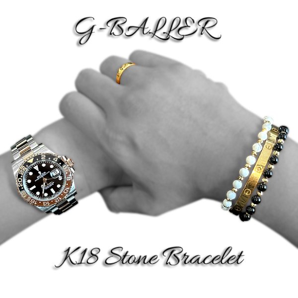 K18 ブレスレット オニキス イエローゴールド 天然 黒 ブラック メンズ レディース